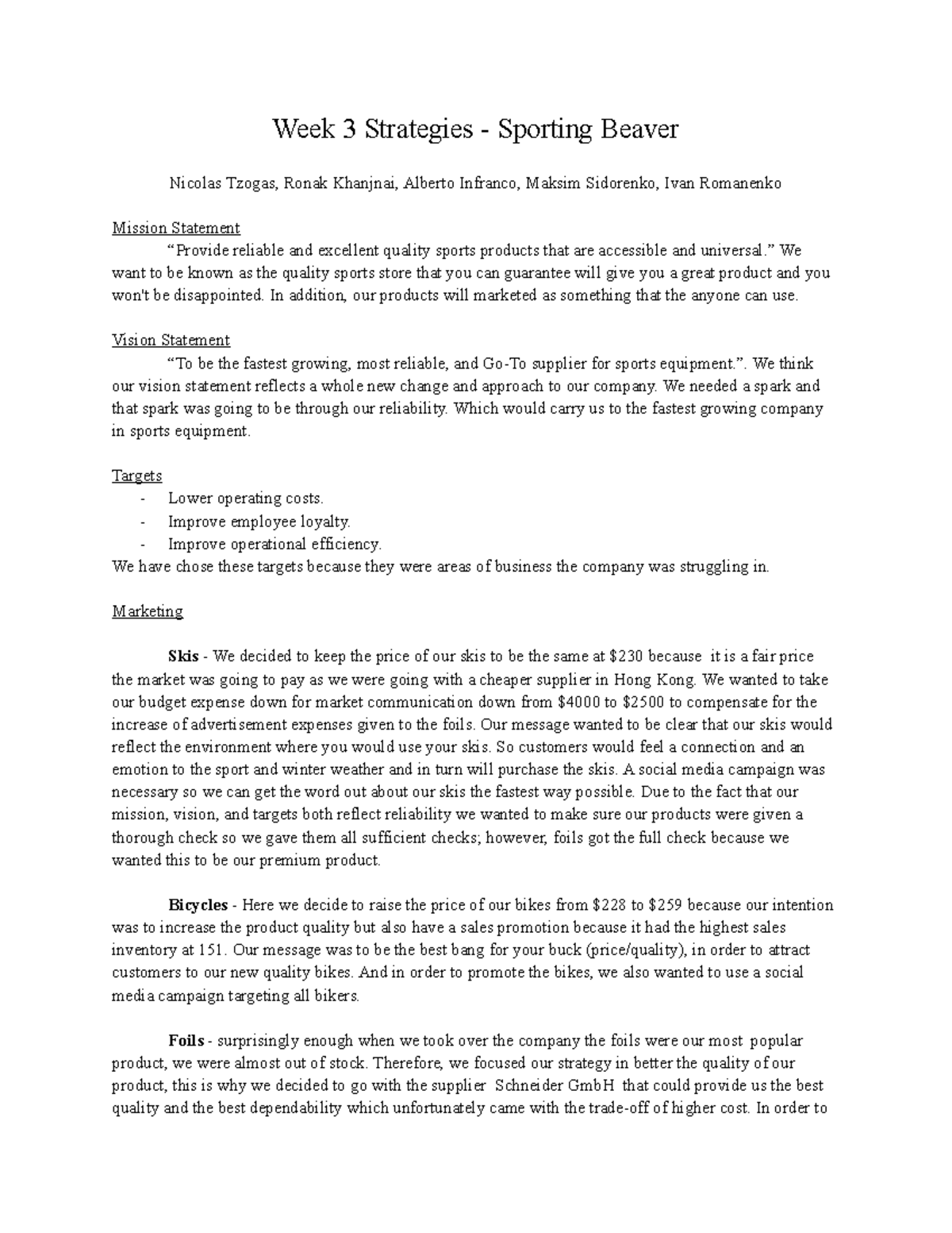 Int'l Strategic Management (Simulation Report Example 2) - Week 3 ...