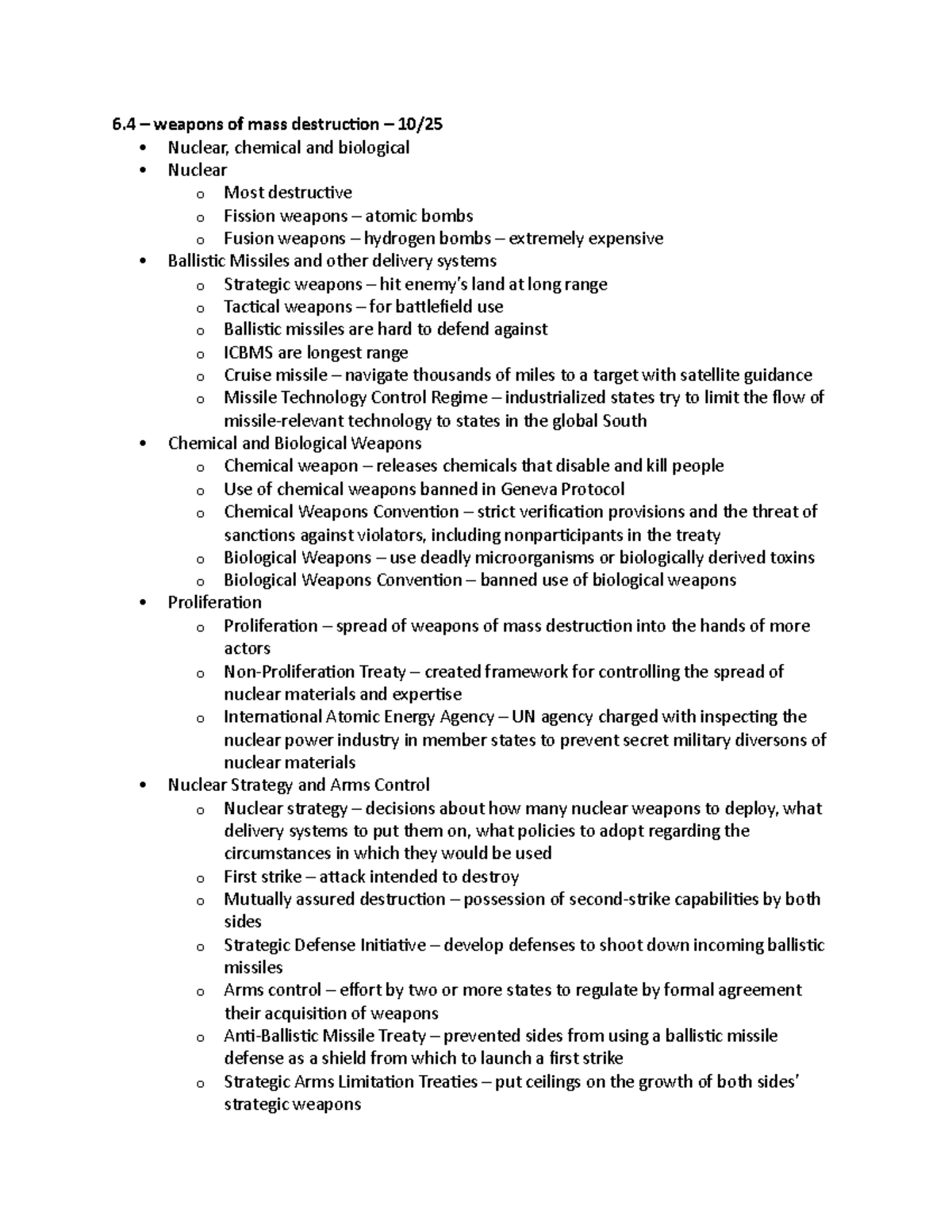 Weapons of mass destruction - Studocu