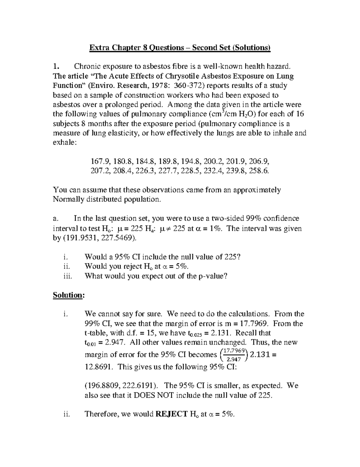 Chapter 8 Extras Part 2 Solutions - Extra Chapter 8 Questions – Second ...