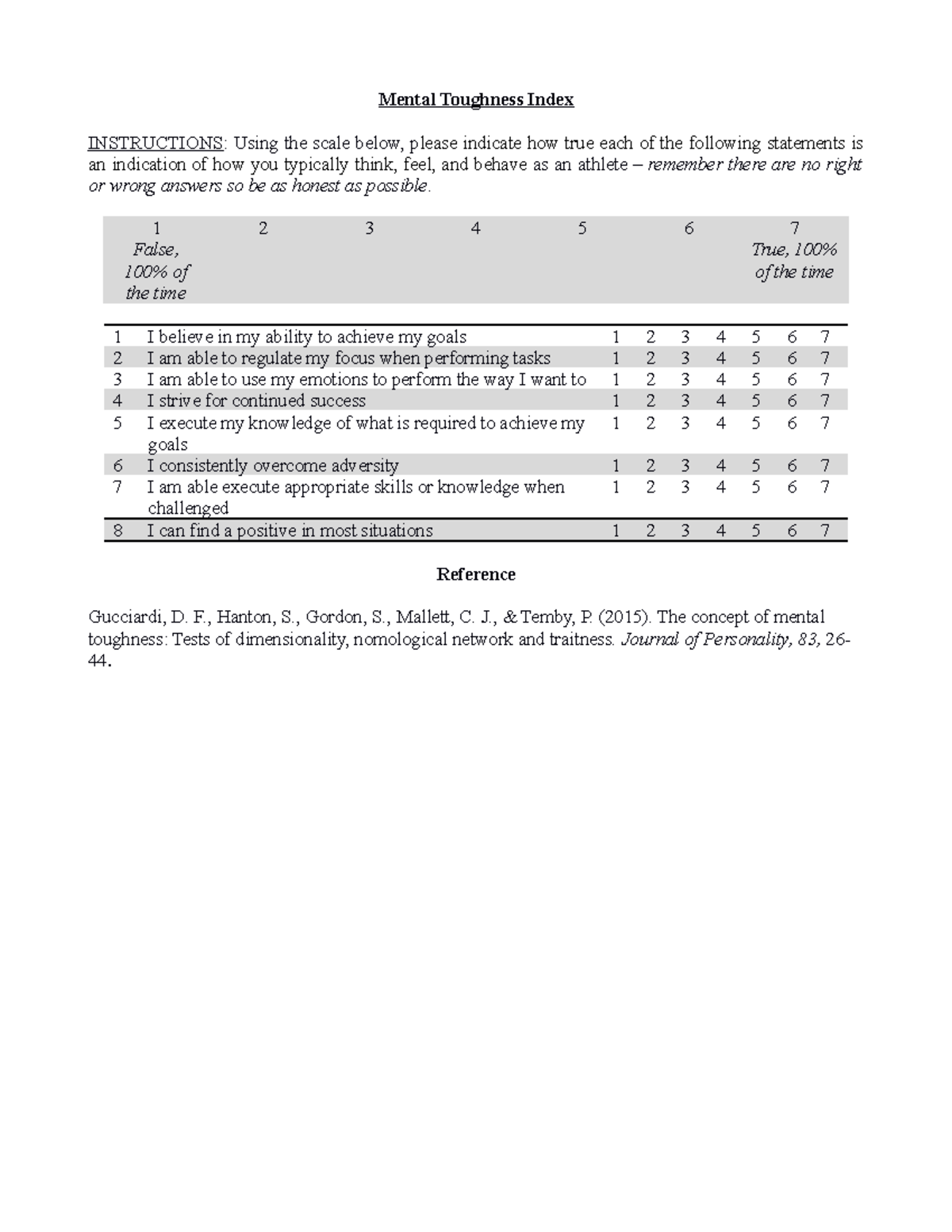 Mental toughness index english version - Mental Toughness Index ...