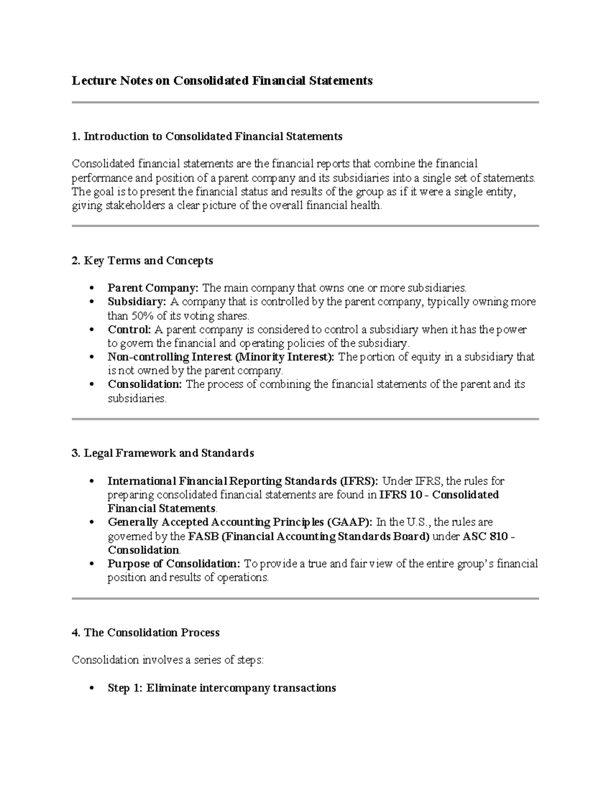 Lecture Notes on Consolidated Financial Statements - Introduction to ...