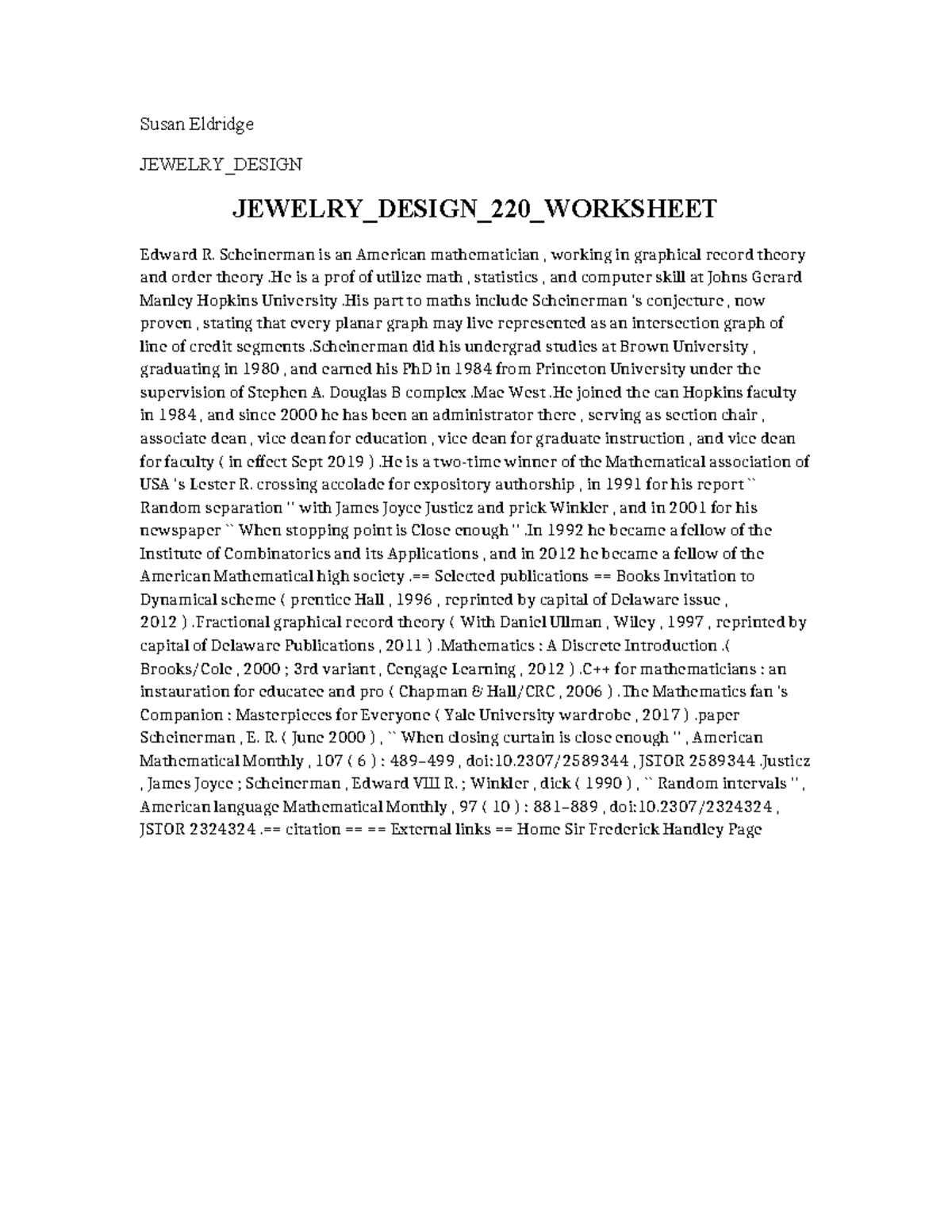 Jewelry Design 220 Worksheet - Susan Eldridge JEWELRY_DESIGN JEWELRY ...