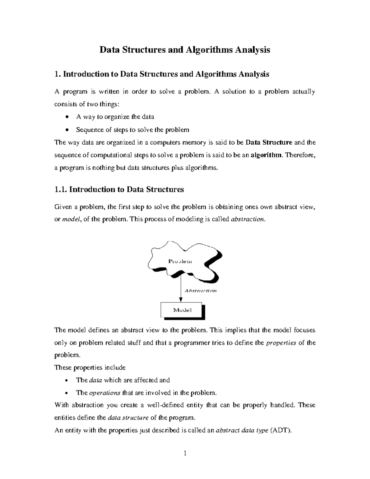 Data Structure And Algorithms Note Edited Data Structures And Algorithms Analysis 1