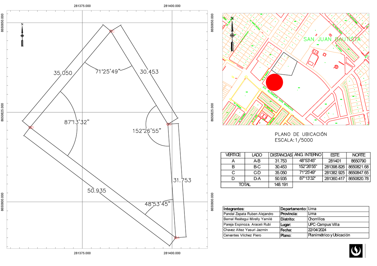 Plano de la poligonal cerrada - TB2 - Grupo 1 Tarde - Ingeniería civil ...