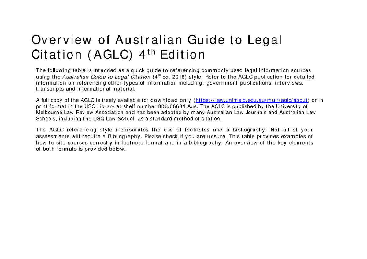 Summary of AGLC4 - Ov er v i ew o f Au st r al i an Gu i d e t o Leg al ...