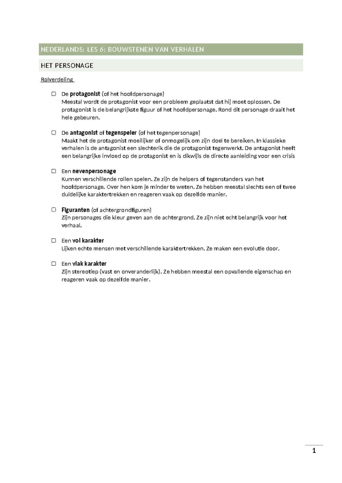 LES 6 Bouwstenen VAN Verhalen - NEDERLANDS: LES 6: BOUWSTENEN VAN ...