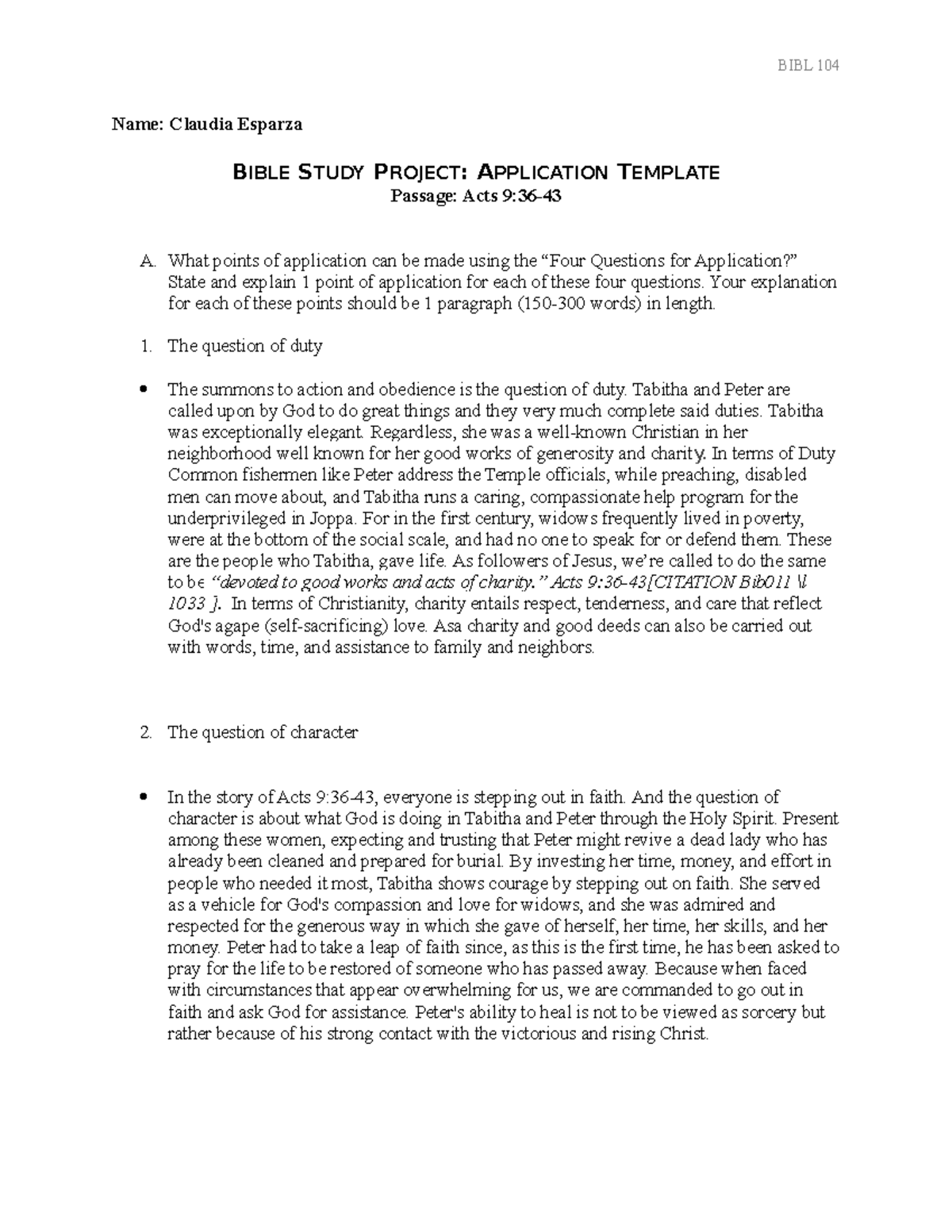Bible Study Project Application Template - BIBL 104 Name: Claudia ...
