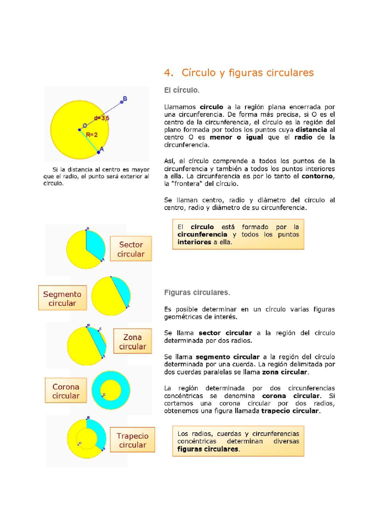 Circulo y figuras circulares - Matemáticas I - Studocu