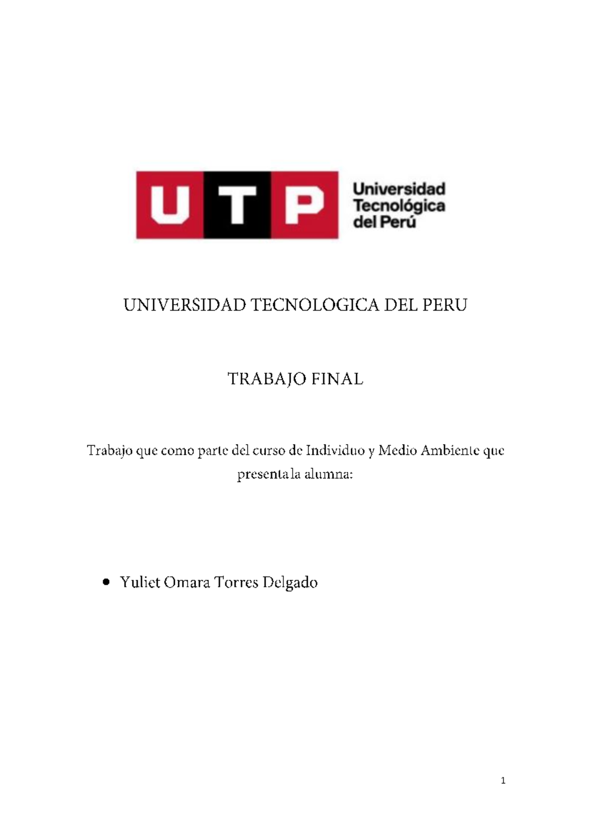 Portafolio Final - UTP Universidad Tecnológica del Perú UNIVERSIDAD ...