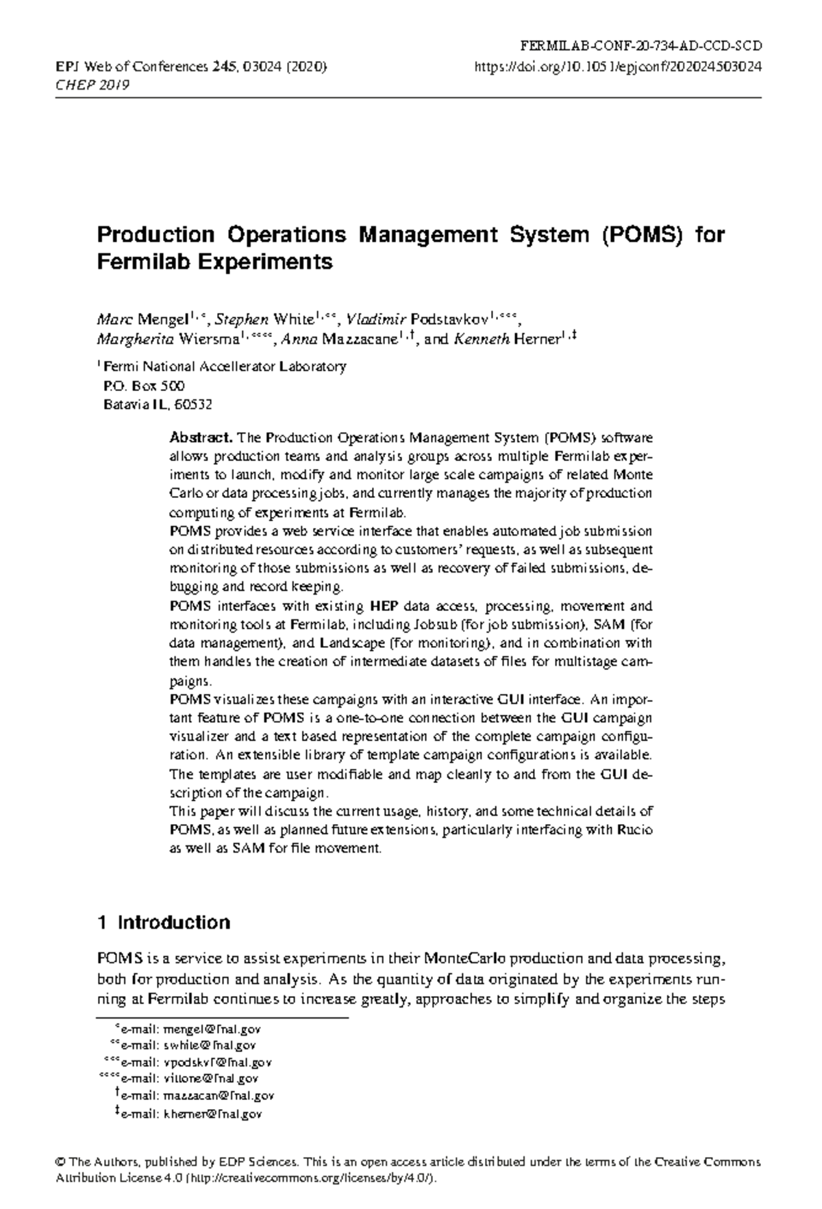 Fermilab conf 20 734 ad ccd scd - Production Operations Management ...