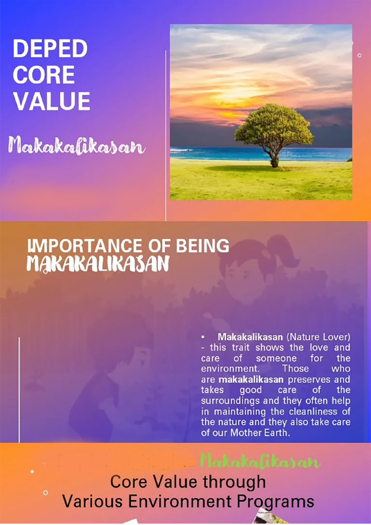 Core values - SLNHS Implementing Daan sa kalinisan, Alay ng Kabataan ...
