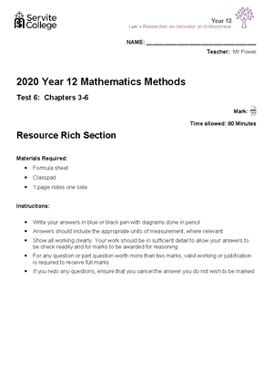 Maths PSMT Final - Unit 1 Topic 2: Functions and Graphs Year 11 IA ...