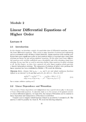 Module-3 System Of Linear Differential Equations - Differential ...