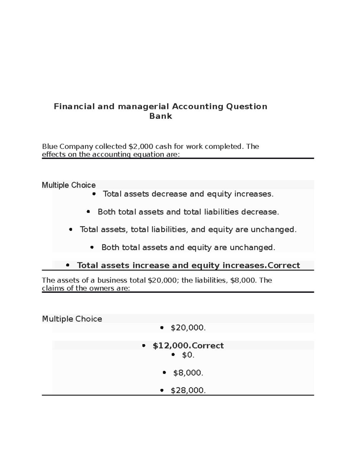 Managerial accounting quiz 1 - ACCT 2031 - George Brown College - Studocu