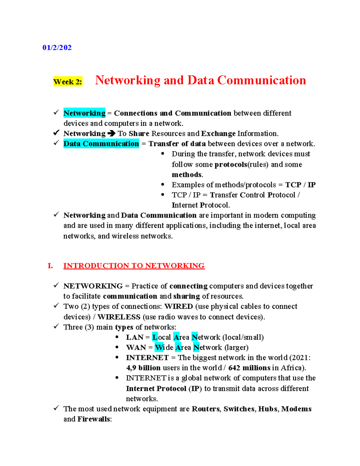 IT WEEK2 01 02 2024 - nnnnnnnn - 01/2/ Week 2: Networking and Data ...
