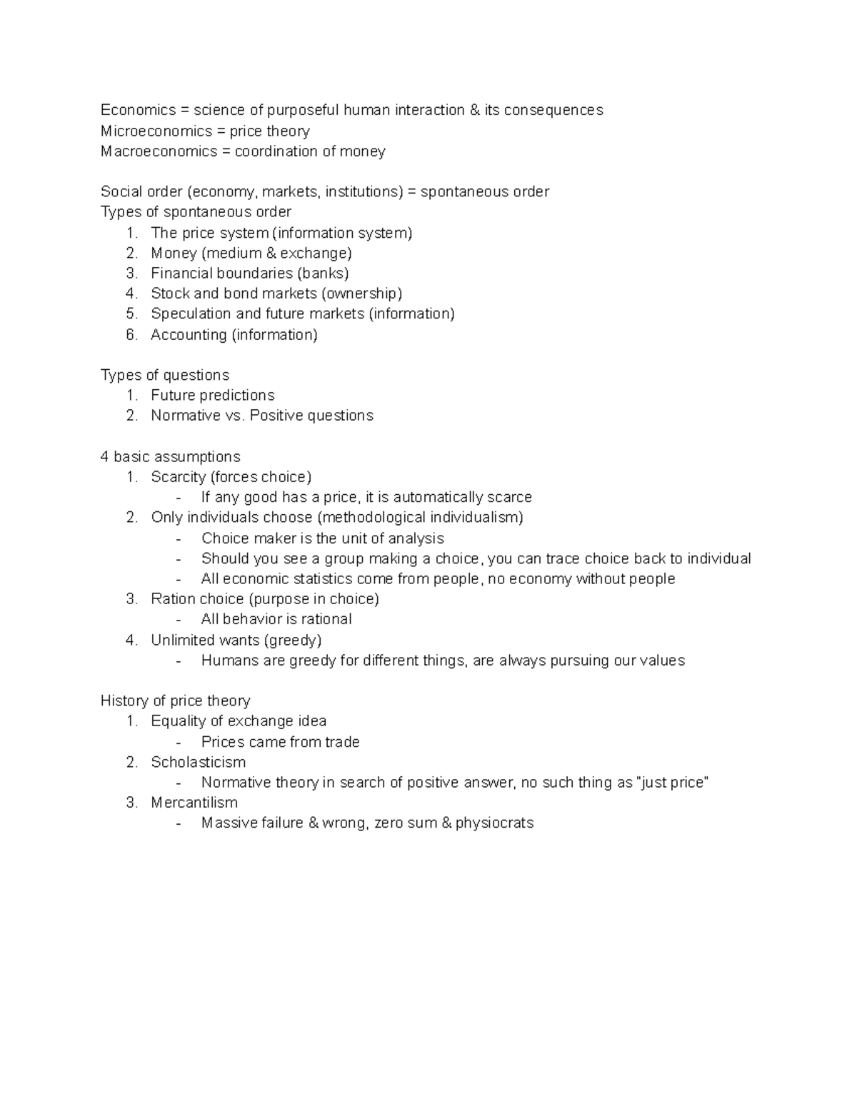 Exam 1 review Rustici - Economics = science of purposeful human ...