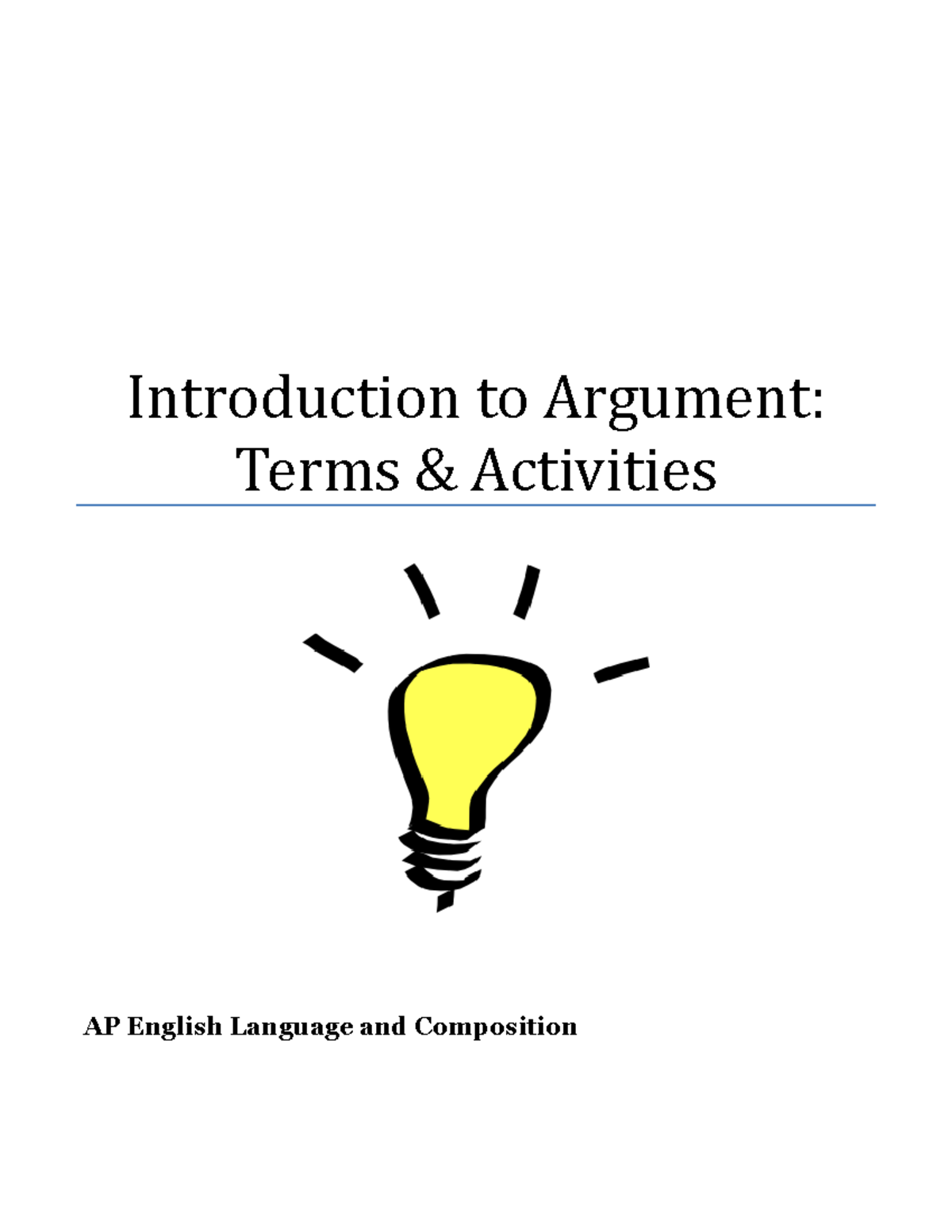 Copy of Revised Intro to Argument Packet 2020 - Introduction to ...