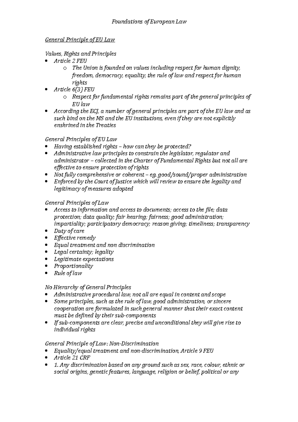 12. General Principle of EU Law - Foundations of European Law General ...