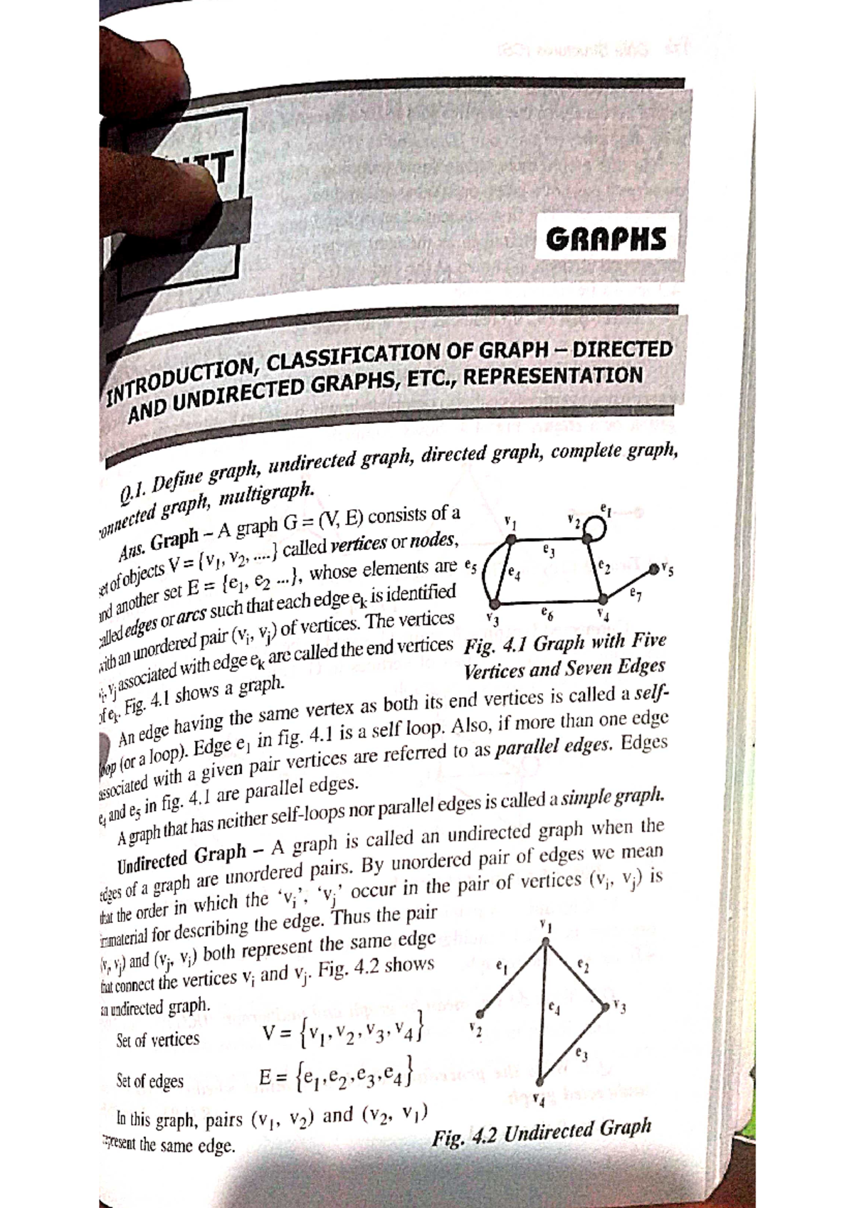 Shivani graph dsa - GRAPHS CLASSIFICATION OF GRAPH DIRECTED AND UNDIRECTED GRAPHS, ETC., - Studocu