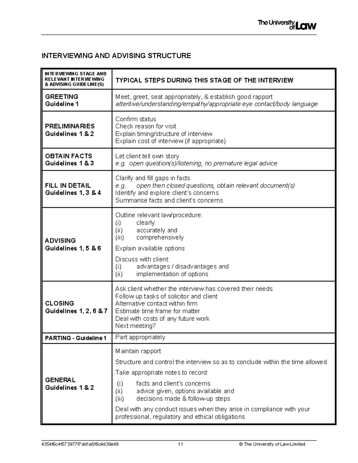Interview Structure - LPC - INTERVIEWING AND ADVISING STRUCTURE ...