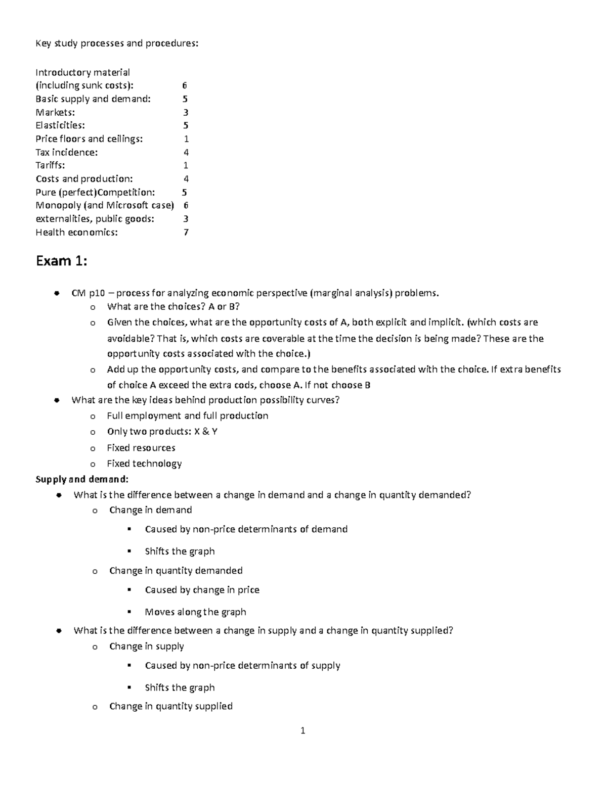 Final Study Guide Key Study Processes And Procedures Introductory
