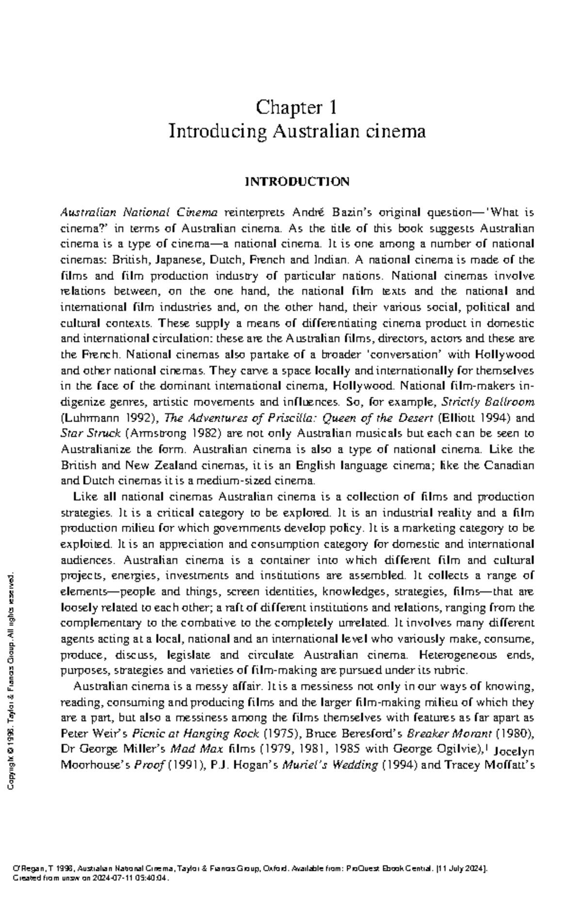 Australian National Cinema - (1 Introducing Australian Cinema ...