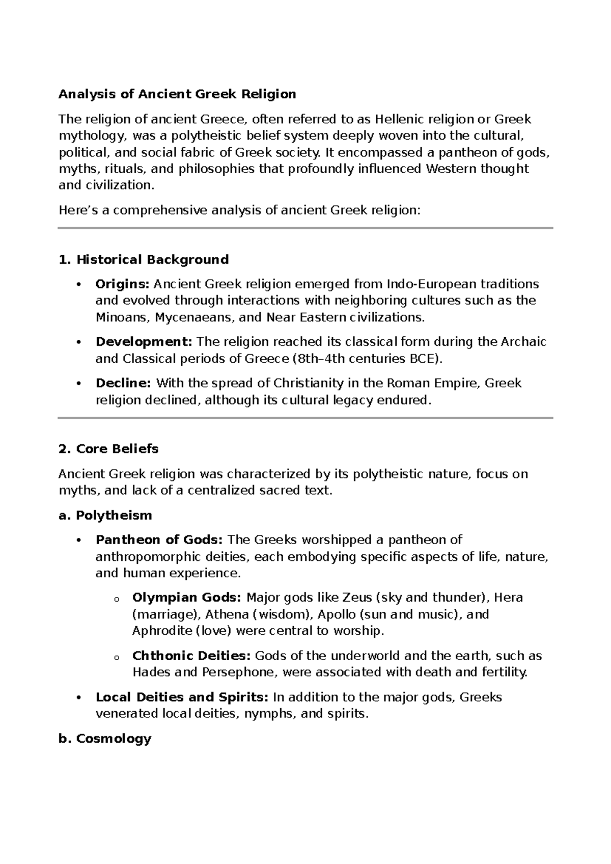 Analysis of Ancient Greek Religion - It encompassed a pantheon of gods ...