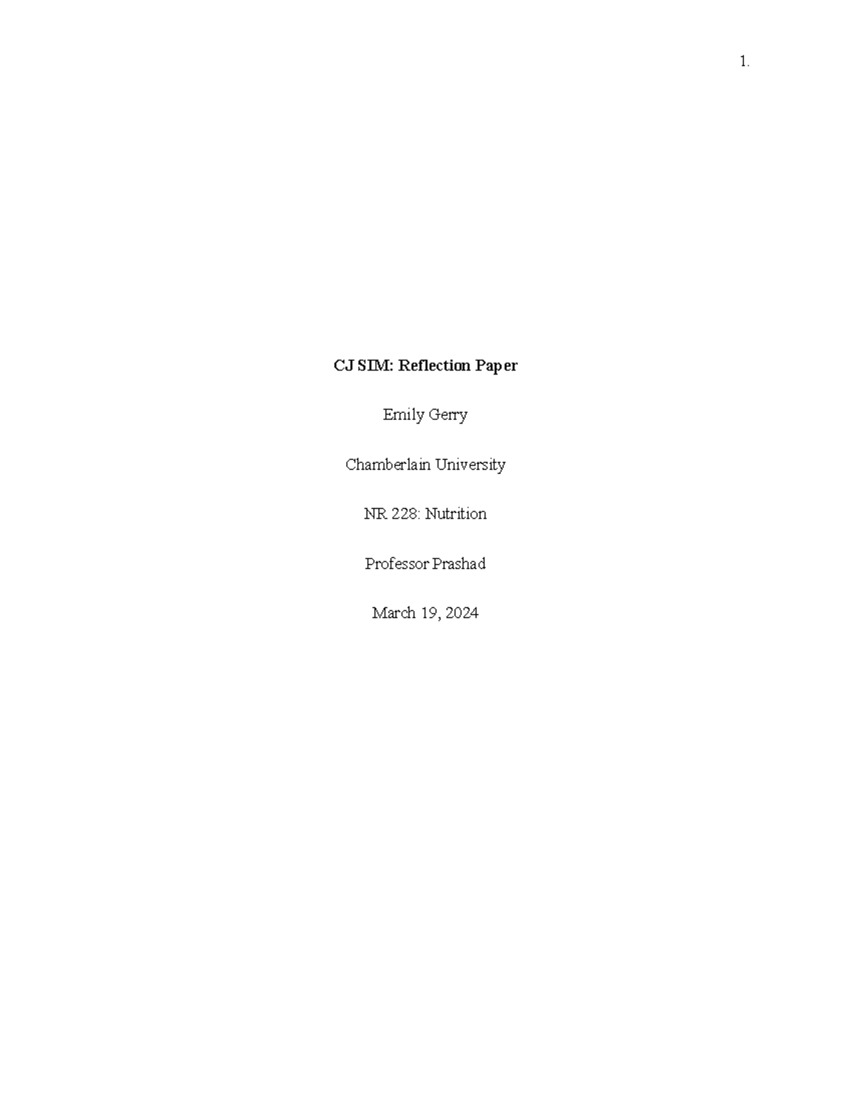 CJ SIM Reflection NR228 - NR-228 - 1. CJ SIM: Reflection Paper Emily ...