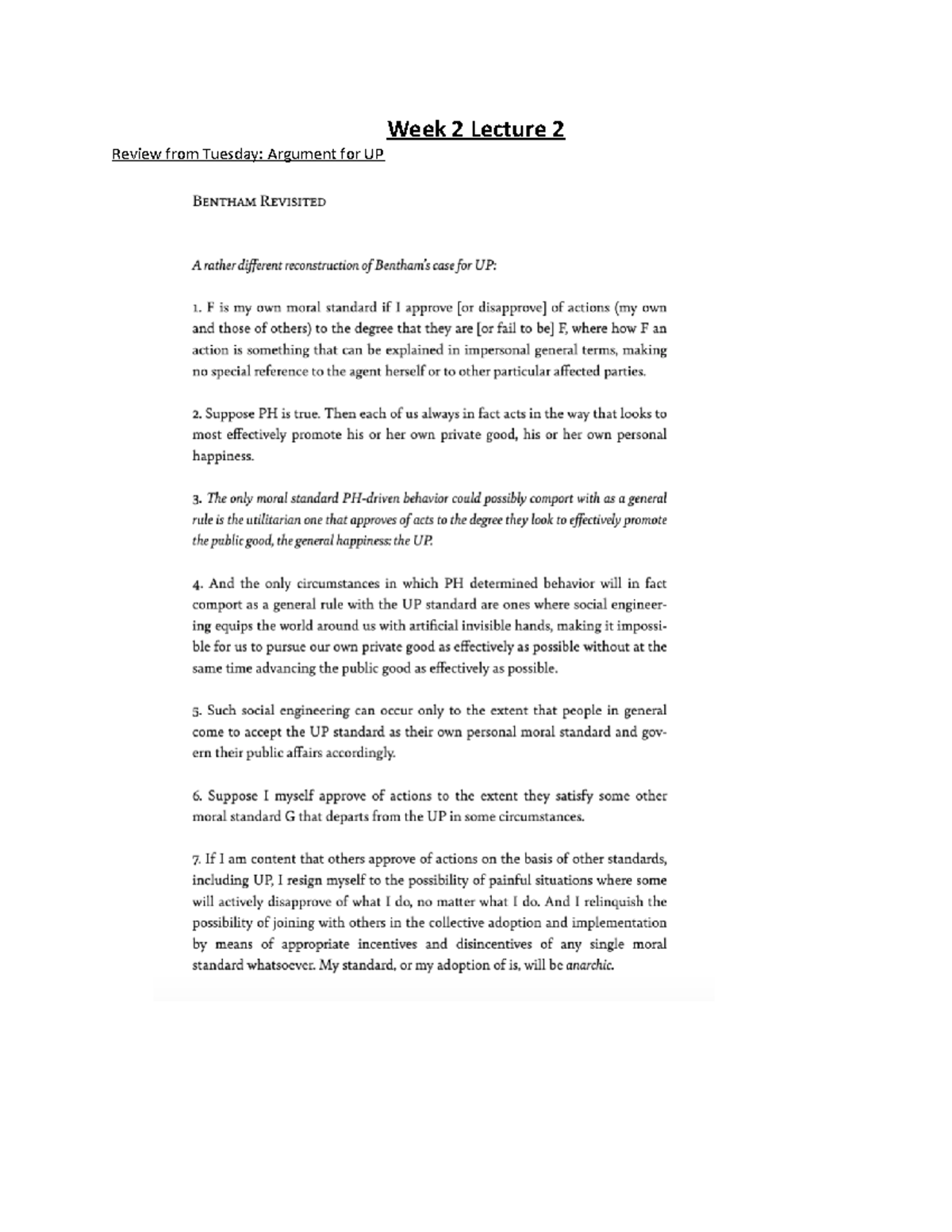 Week 2 Lecture 2 - Bentham conclusion, and introduction to Mills and Aristotle - Week 2 Lecture ...