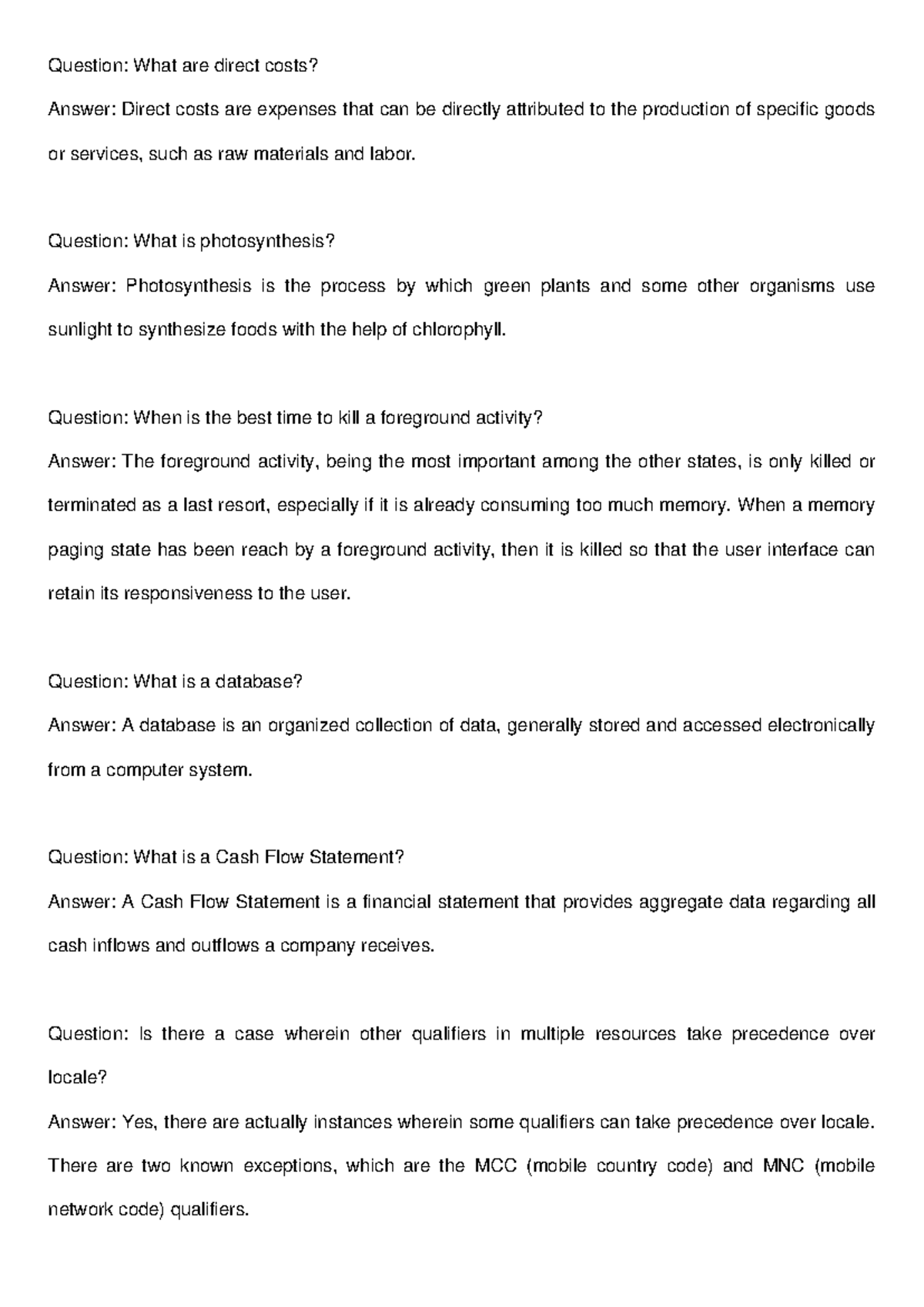 Colluded reabsorption maliceproof - Question: What are direct costs ...