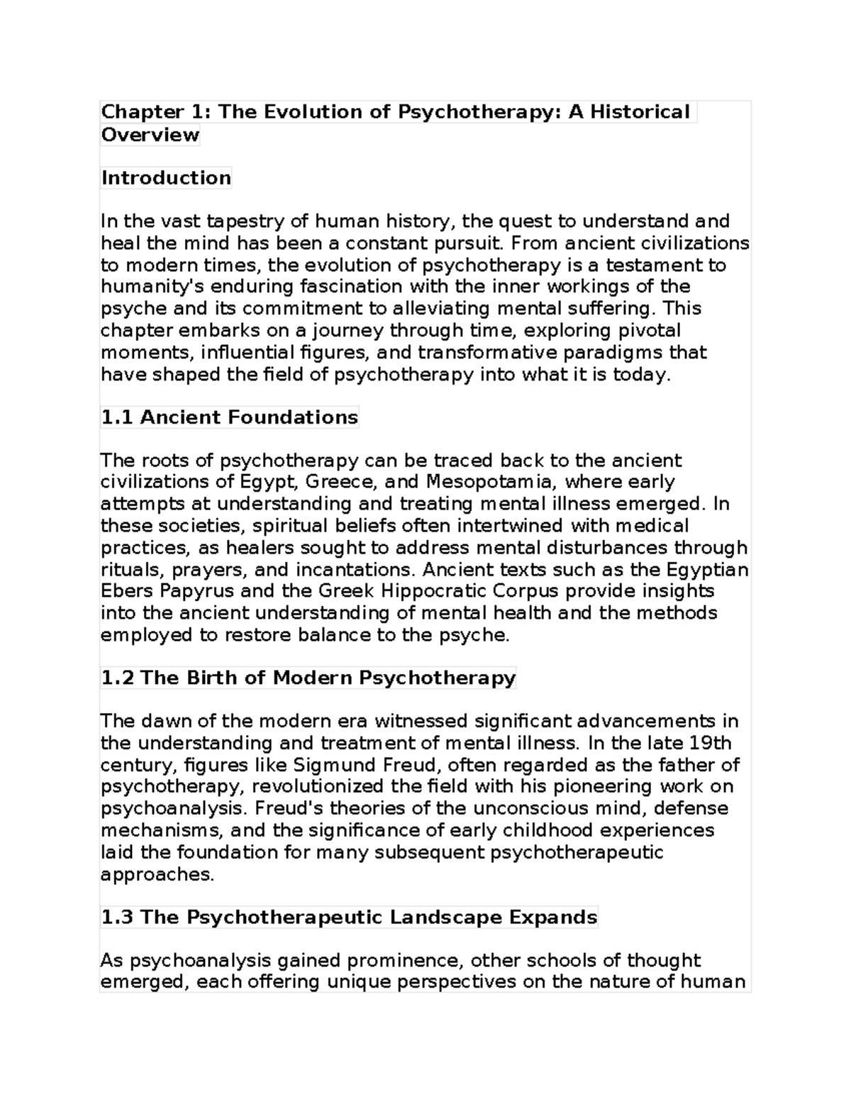 Introduction to psychotherapy - Chapter 1: The Evolution of ...