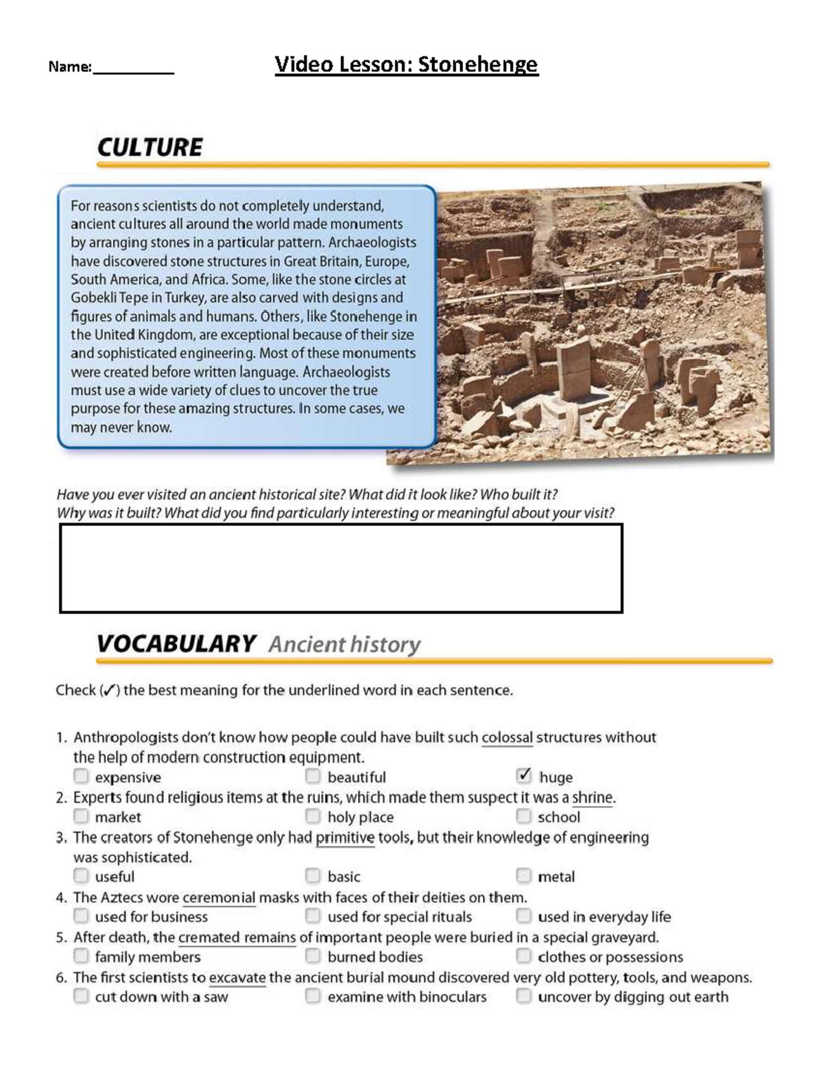 Video Lesson Stonehenge - English - SNU - Studocu