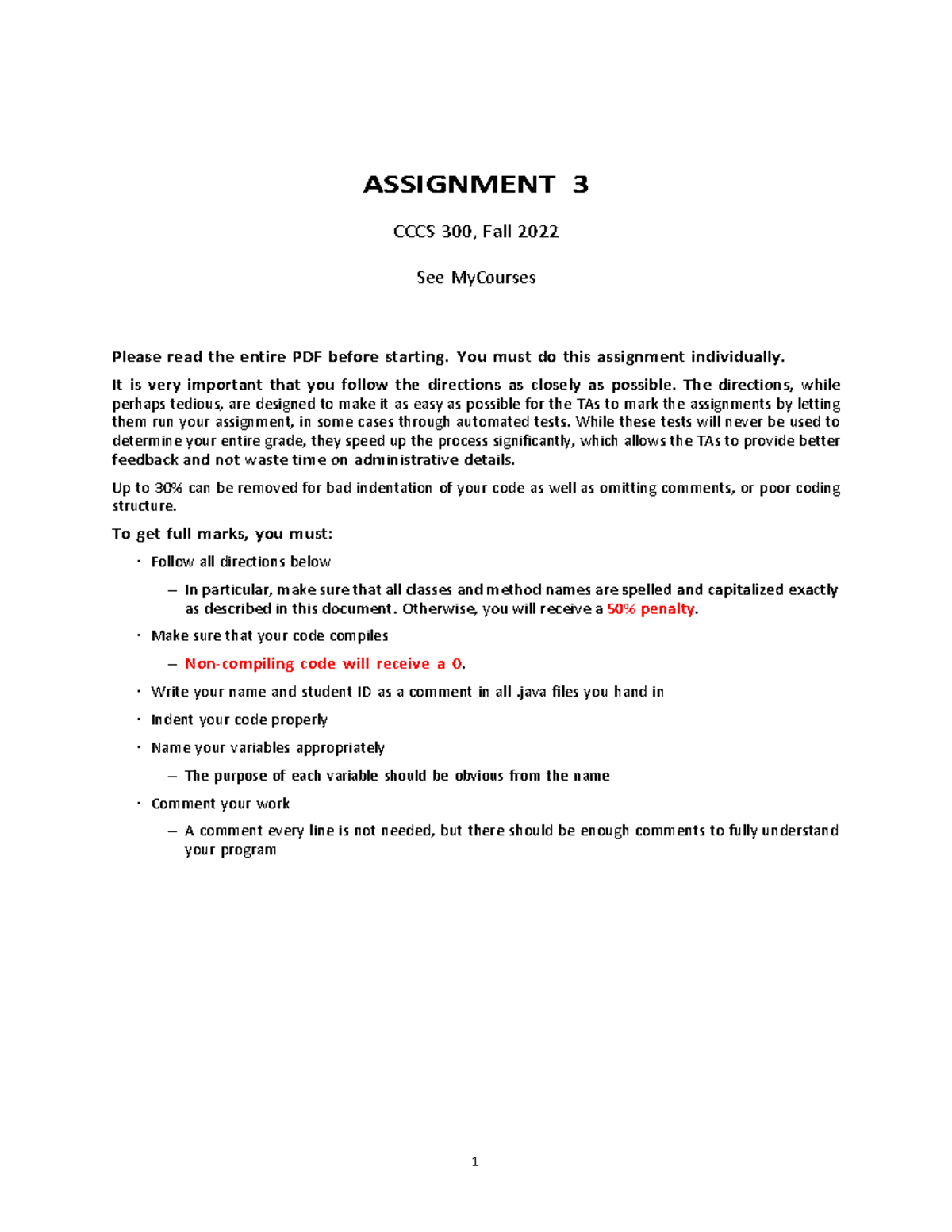 CCCS 300 A3 FALL - Assignment 3 fall 2022 - 1 ASSIGNMENT 3 CCCS 300 ...