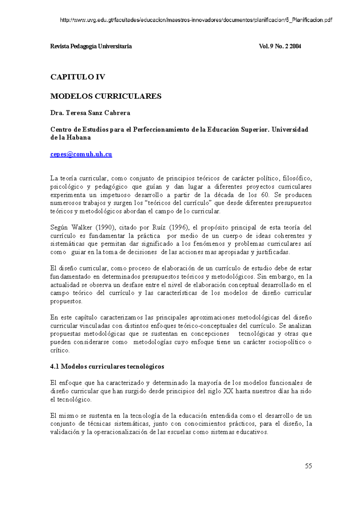 Sem4 modeloscurriculares - CAPITULO IV MODELOS CURRICULARES Dra. Teresa ...