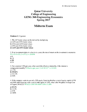 CONE330 ME - midterm exam - Midterm Exam One Fall 2020 DAY/DATE: TIME ...
