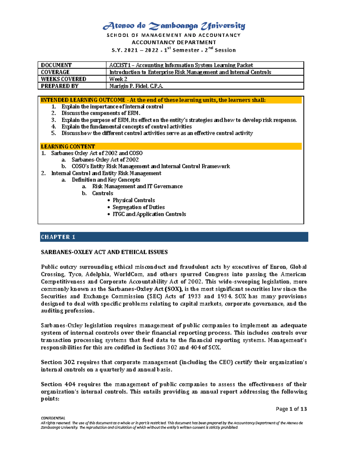Learning-Packet-Accist 1-W2 - S C H O O L O F M A N A G E M E N T A N D ...