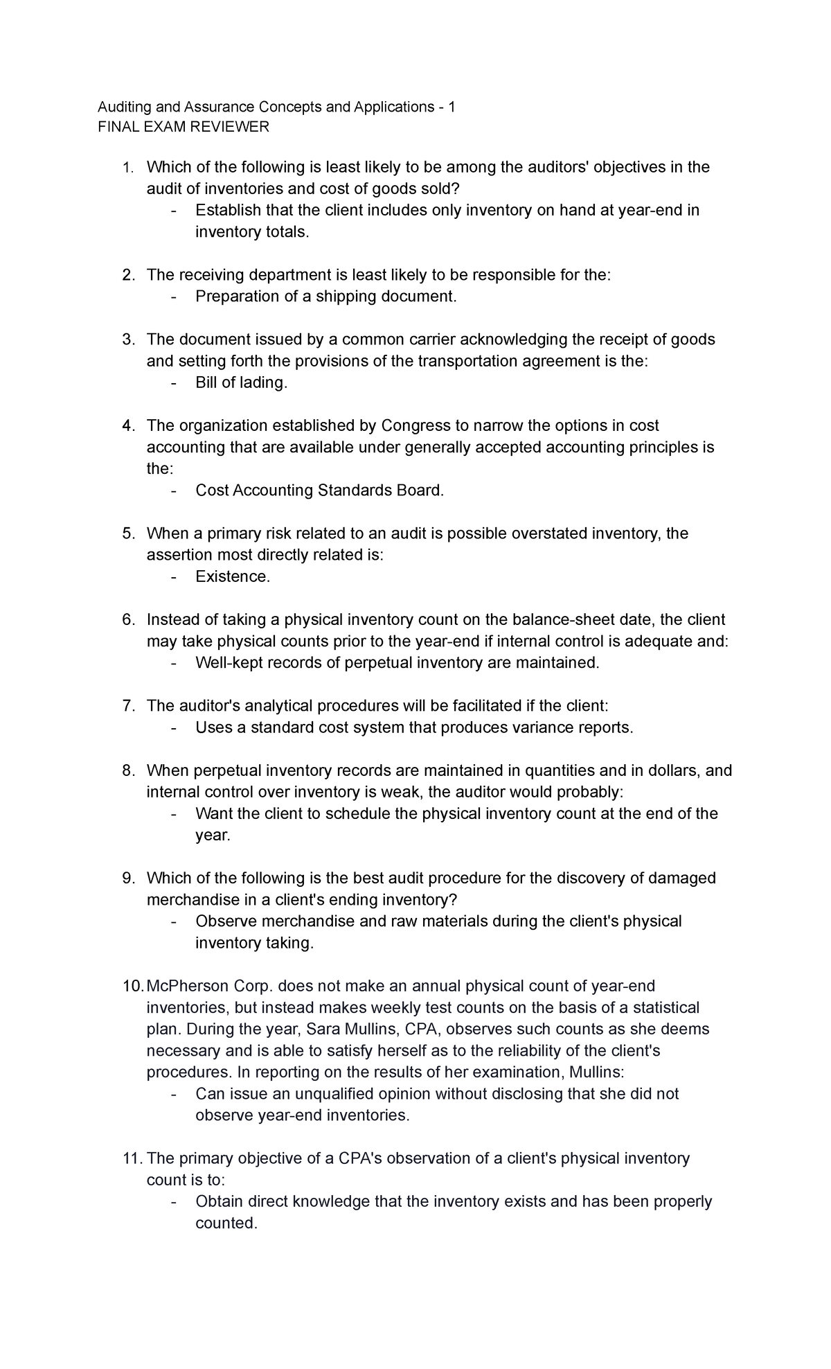 AAP - 1 ( Reviewer) - Auditing and Assurance Concepts and Applications ...