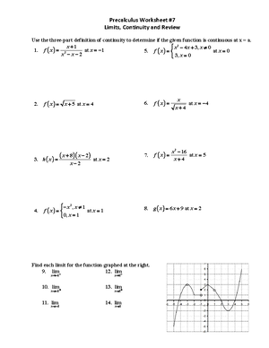PC Worksheet #17 Graph Rational Functions - Precalculus Worksheet ...