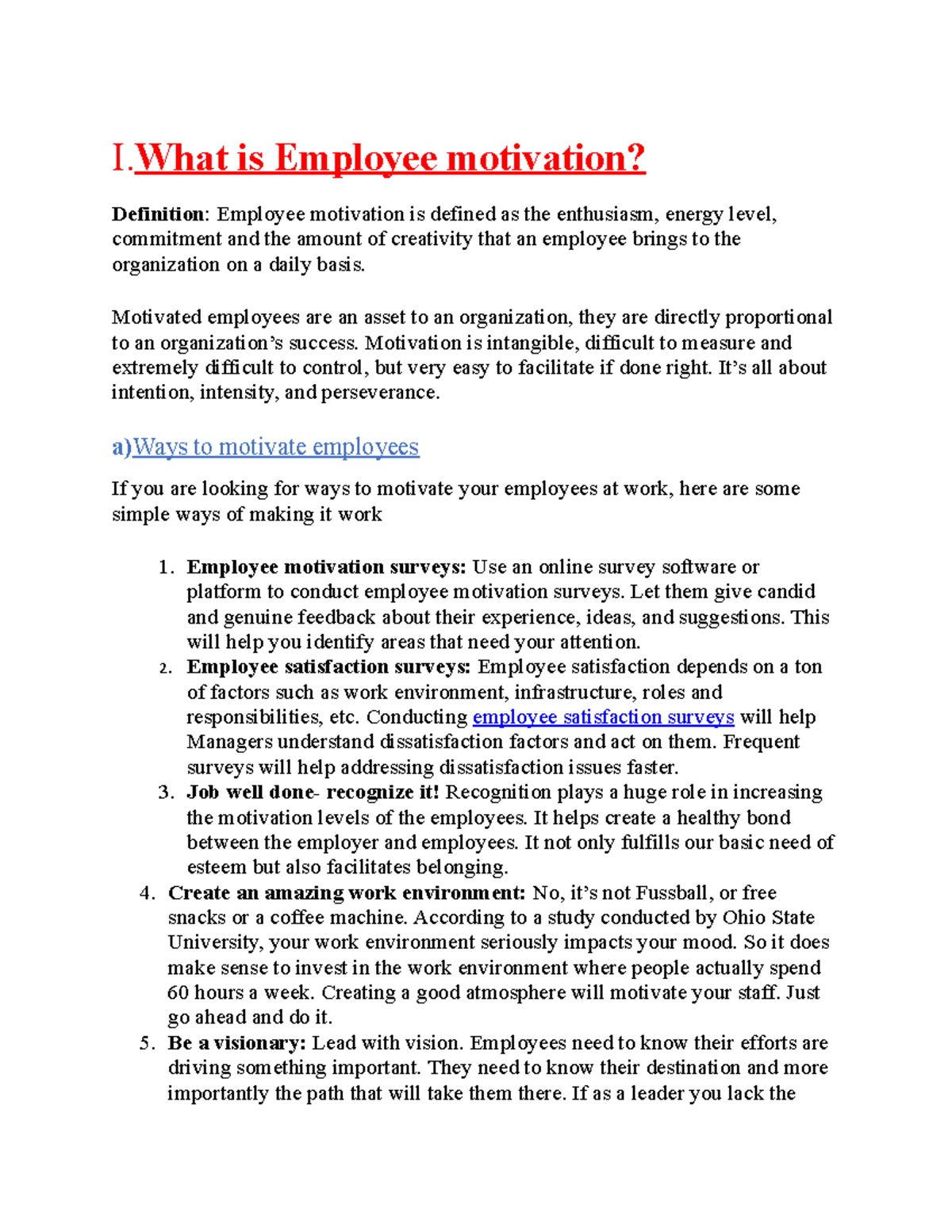 Motivation - Bshsh - I is Employee motivation? Definition: Employee ...