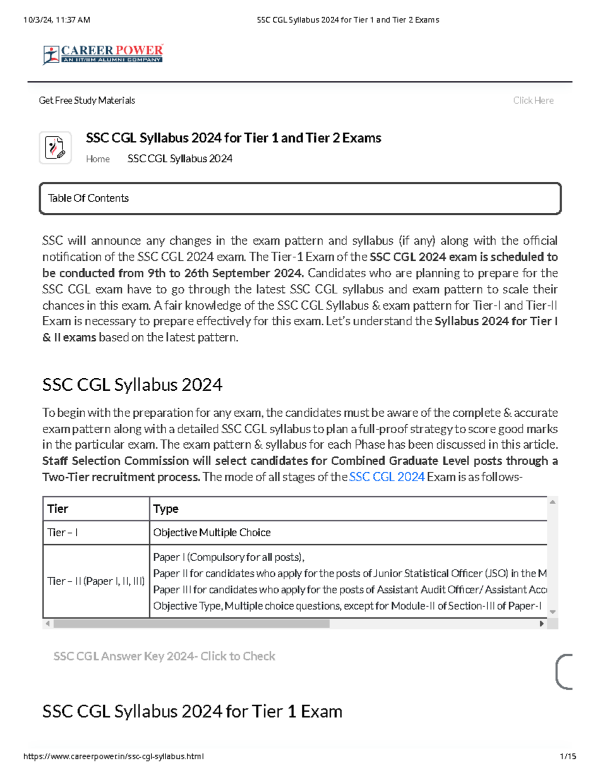Ssc cgl syllabus - uiou - SSC CGL Syllabus 2024 for Tier 1 and Tier 2 ...