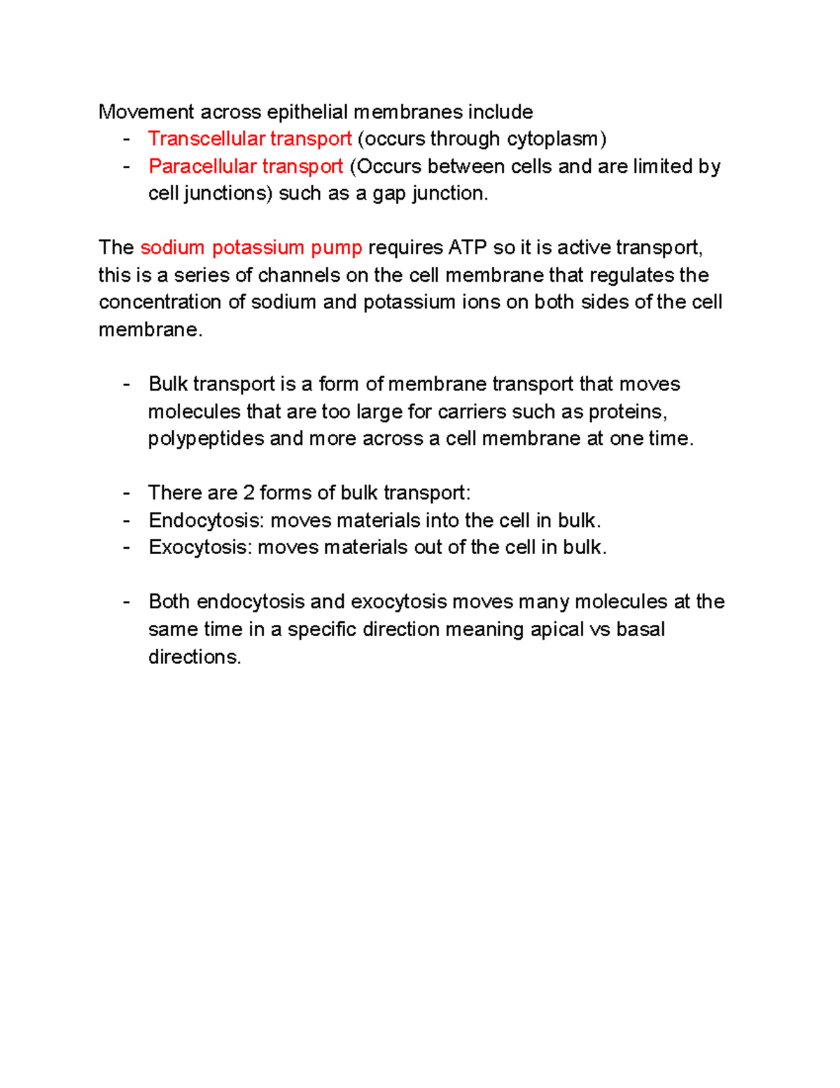 Anatomy and physiology notes - Movement across epithelial membranes ...