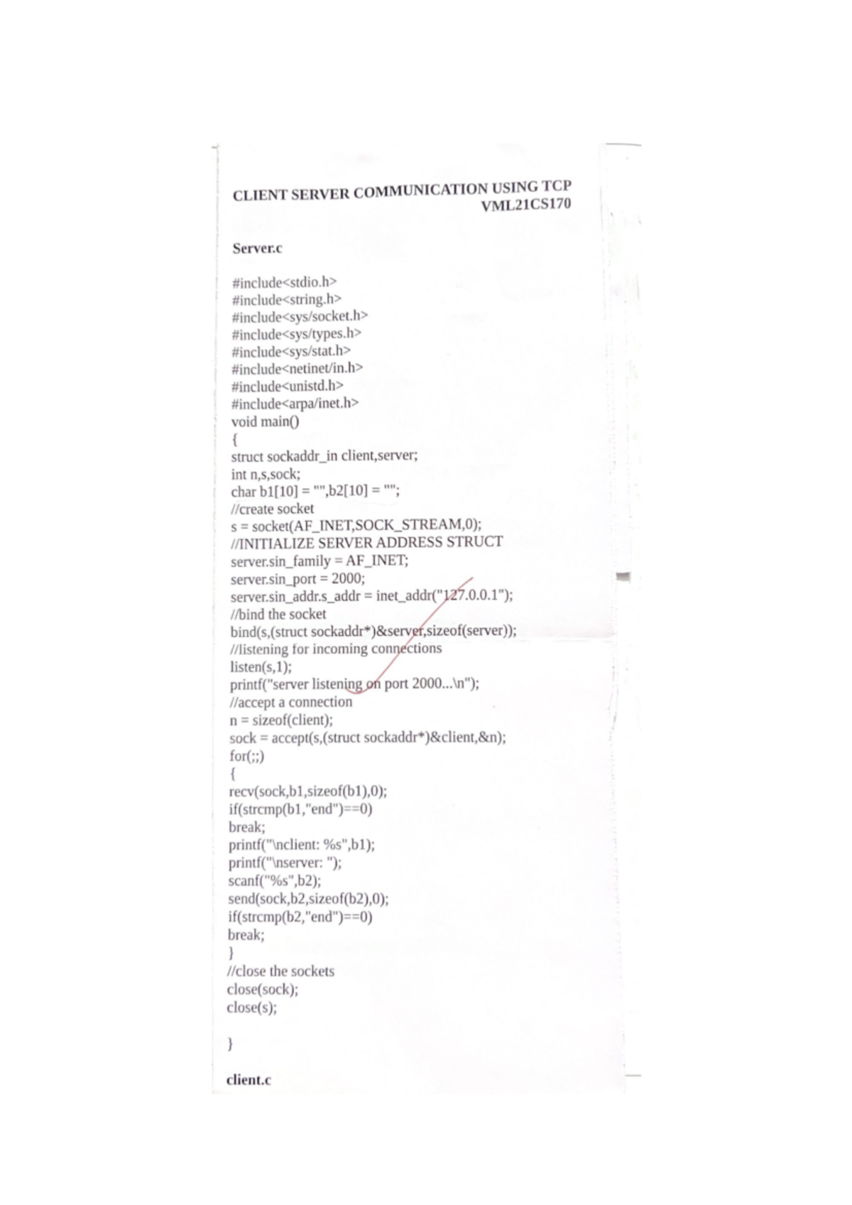 Csl332 Network Lab Client Server Programs Including Udp Tcp Client