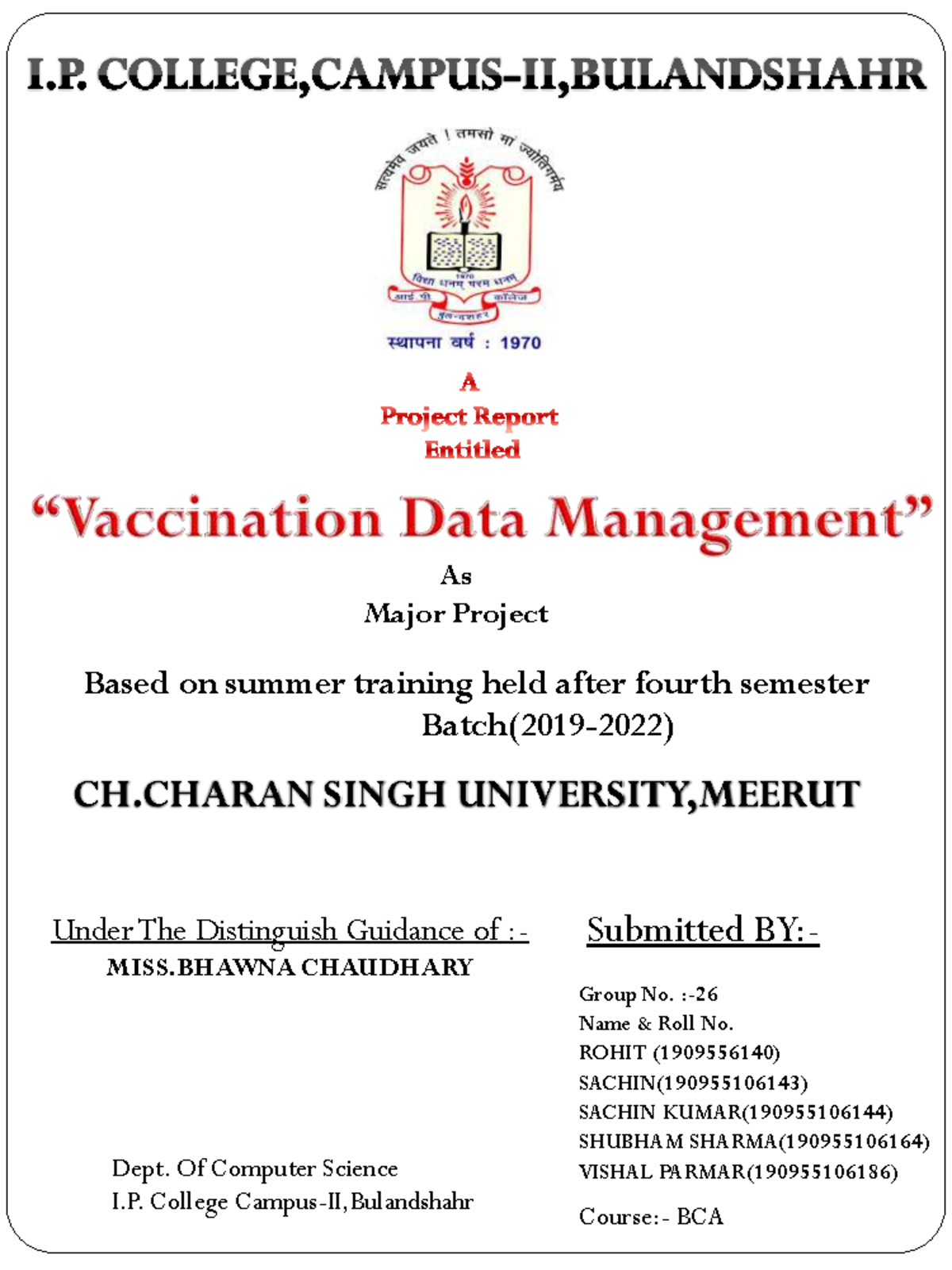 BCA Project - JAVA ( Vacation Management System) - ####### As ...