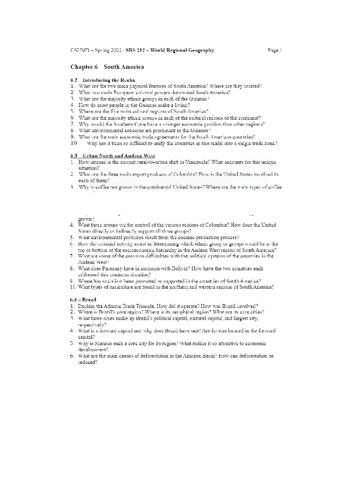 Study questions - notes Ch 6 - SBS 252 - Studocu