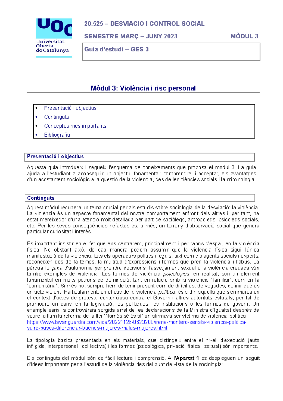 20 - GES - 20 – DESVIACIO I CONTROL SOCIAL SEMESTRE MARÇ – JUNY 2023 ...