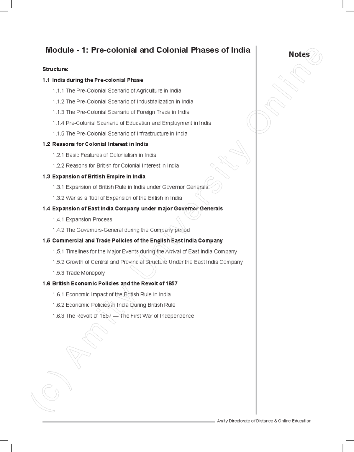 Economic History of India - Notes Module - 1: Pre-colonial and Colonial ...
