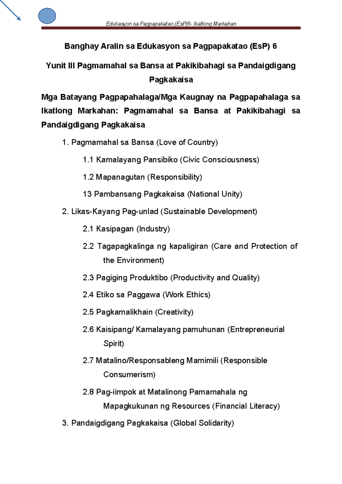 ESP-Q3-DLP - Copy - esp plan - ####### Edukasyon sa Pagpapakatao (EsP)6 ...