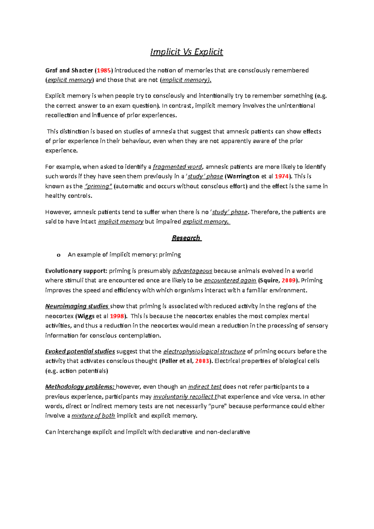 Essay "Implicit Vs Explicit" - grade C - Implicit Vs Explicit Graf and ...