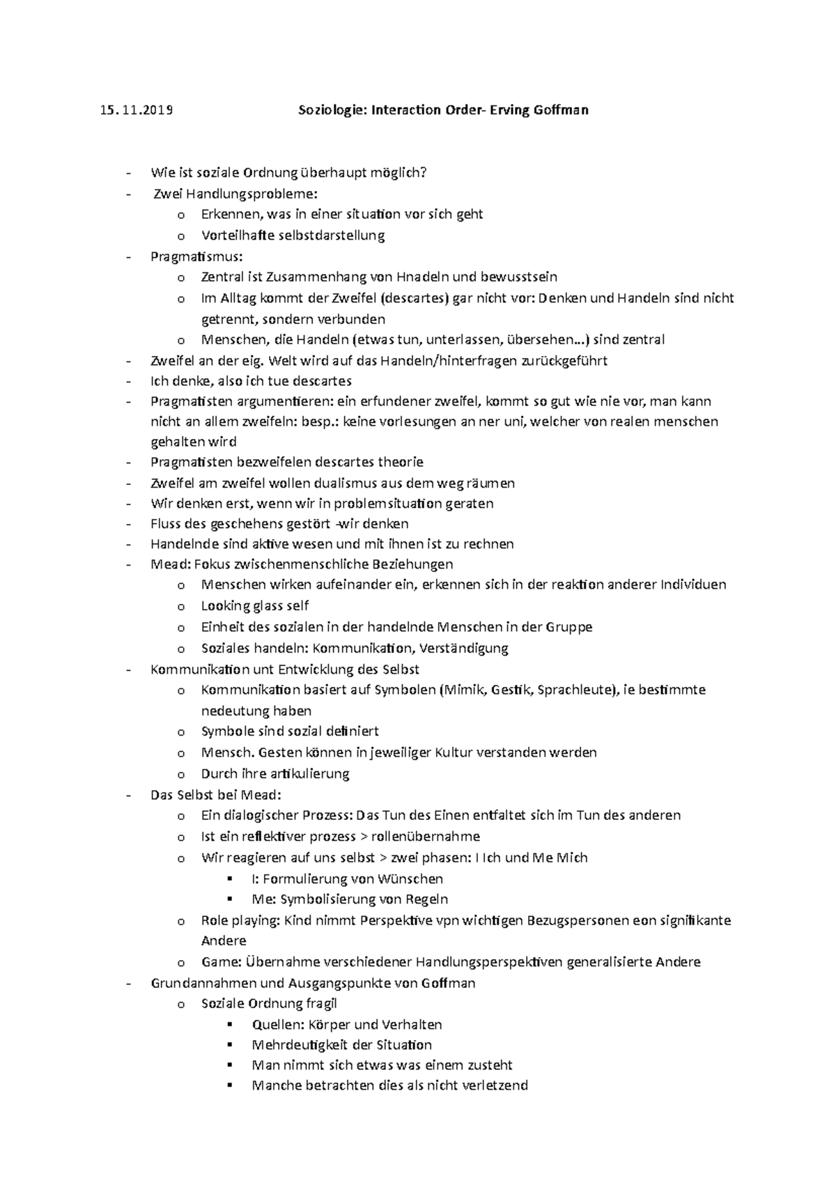 Soziologie Vorlesung - 11 Soziologie: Interaction Order- Erving Goffman ...