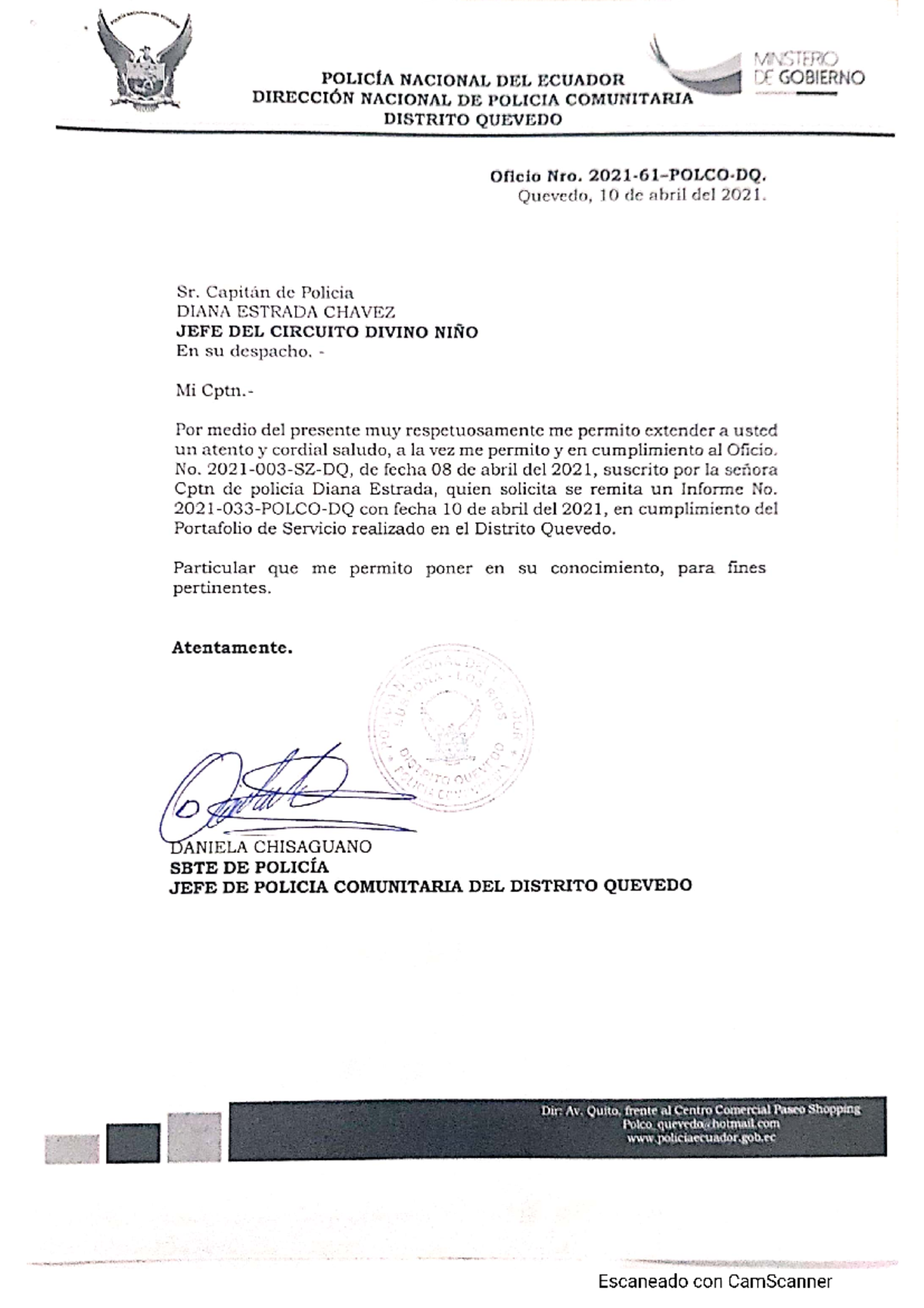 Informe Portafolio de Servicios - Policia Comunitaria - Studocu